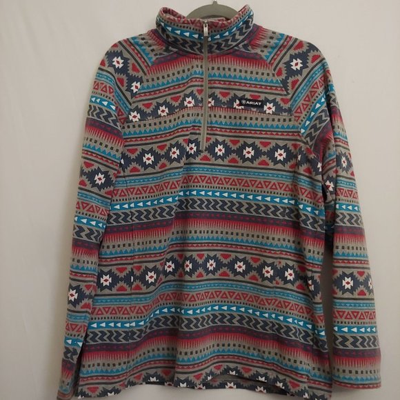 Ariat | Tops | Ariat Real Aztec Southwestern Half Zip Multi Color ...